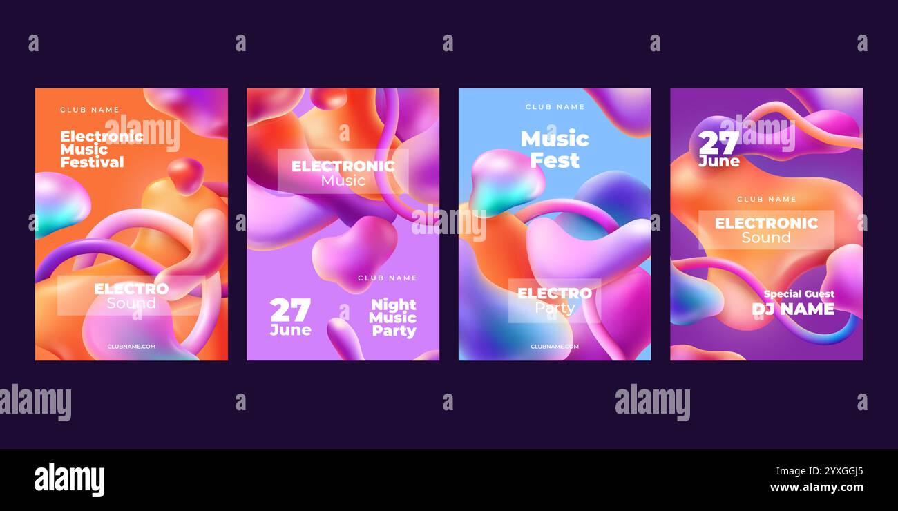 3d liquid background. Blob fluid music festival poster, abstract ...