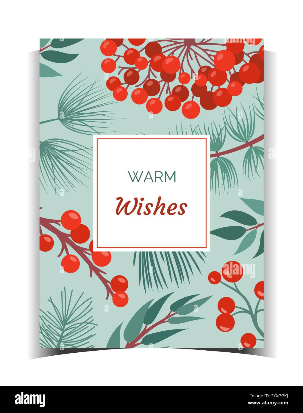 Christmas winter plant. Card design. Vertical poster. warm wishes ...
