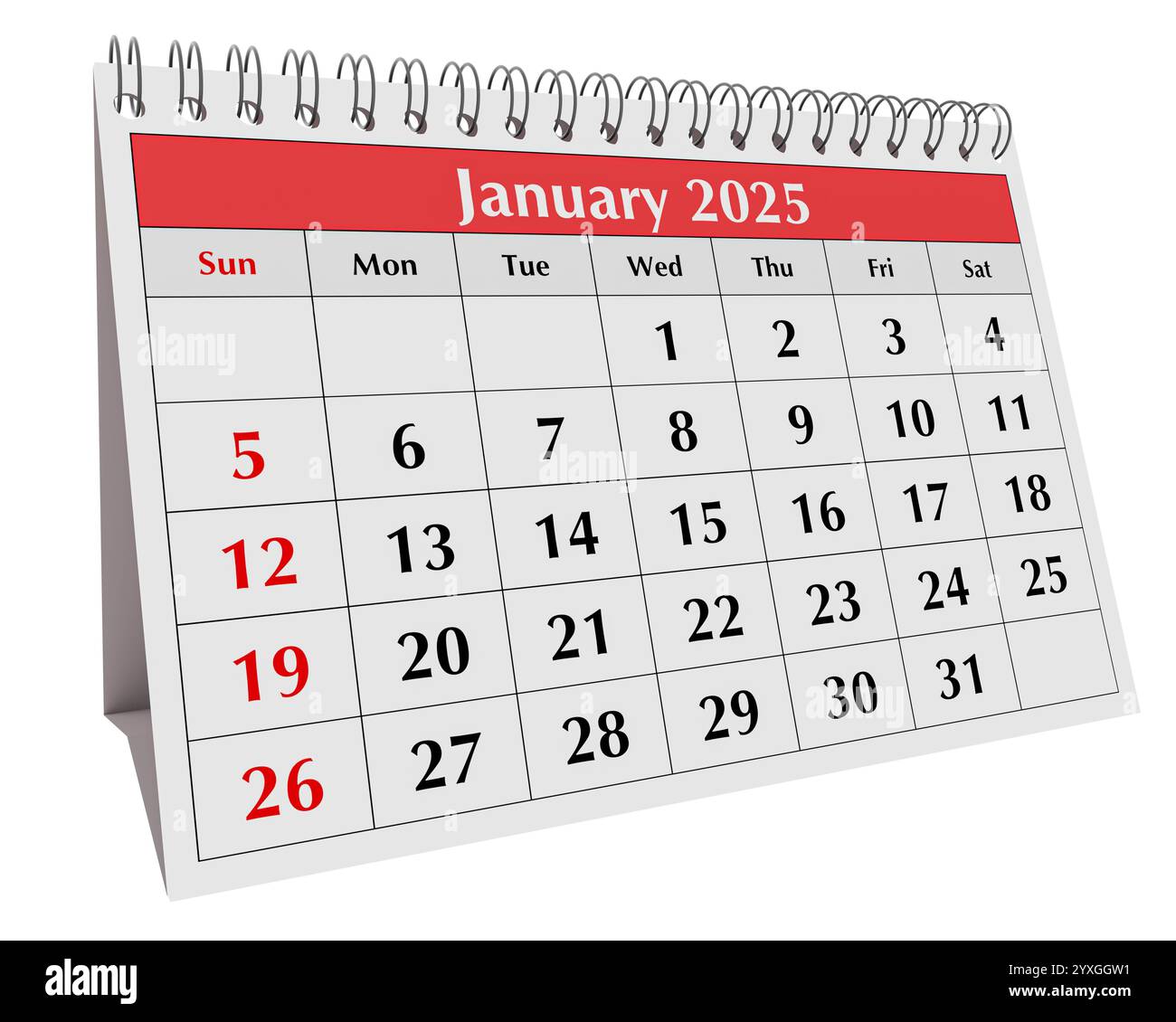 January 2025 calendar. Page of the annual business desk month winter ...