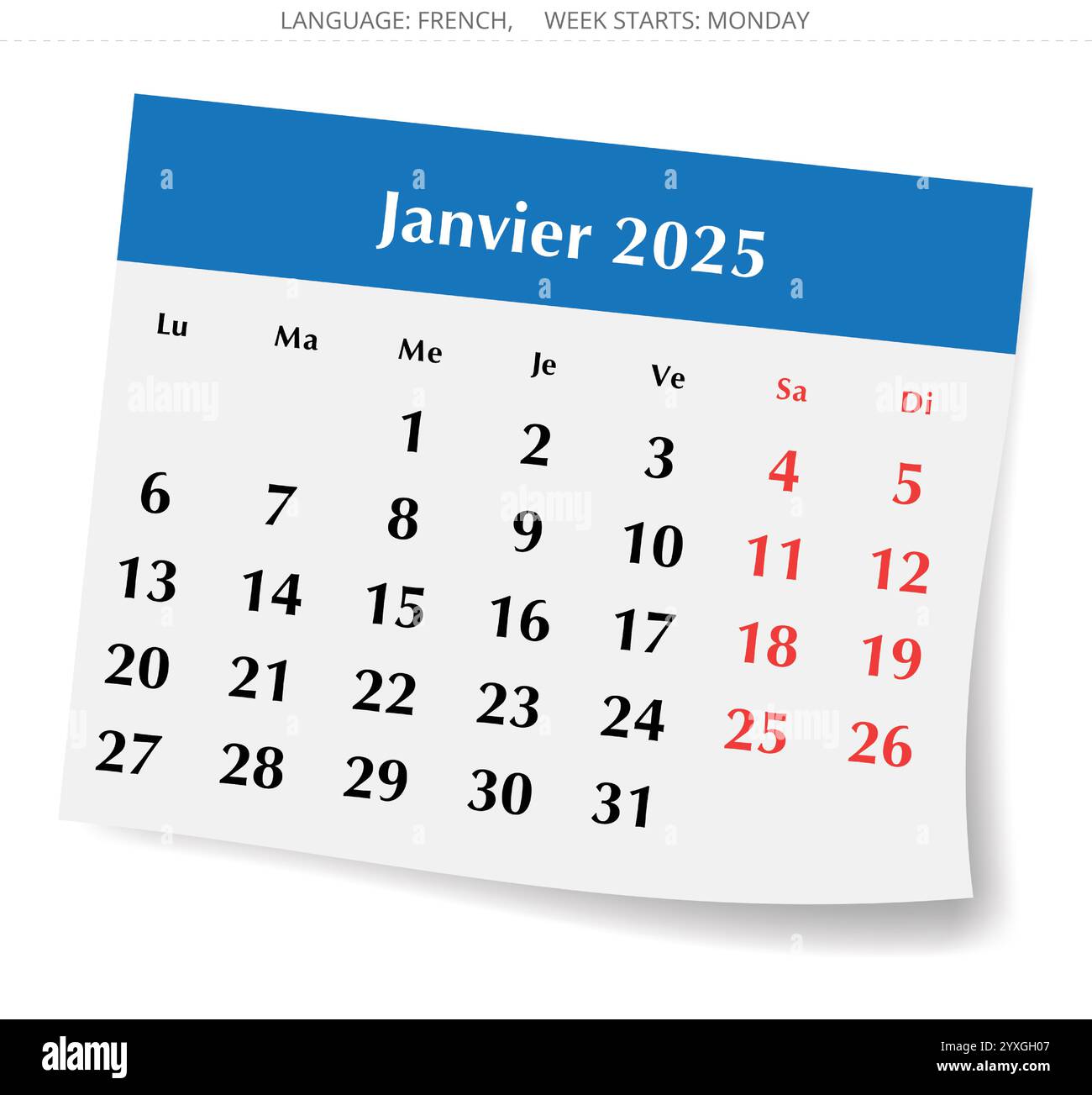 2025 janvier Stock Vector Images - Alamy
