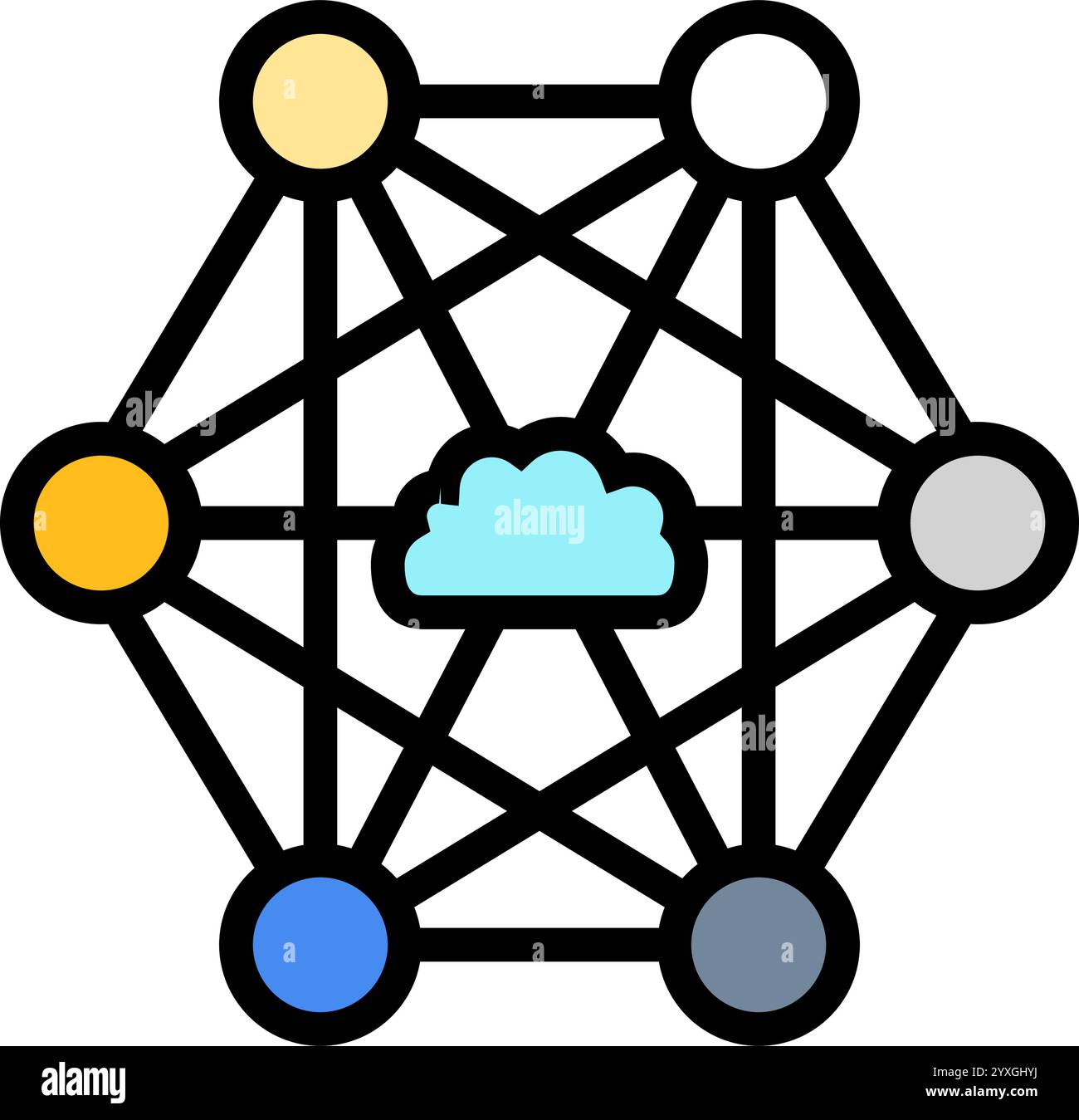 network nodes cloud computing color icon vector illustration Stock ...