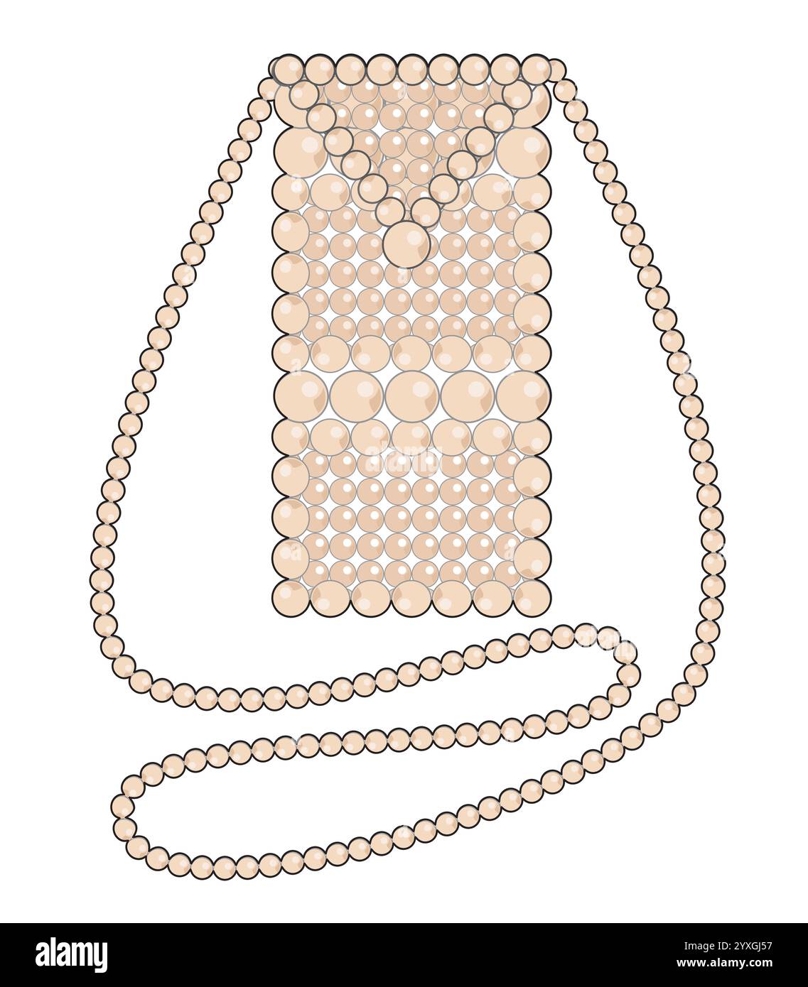 Beaded bag for women design technical flat sketch vector mockup ...