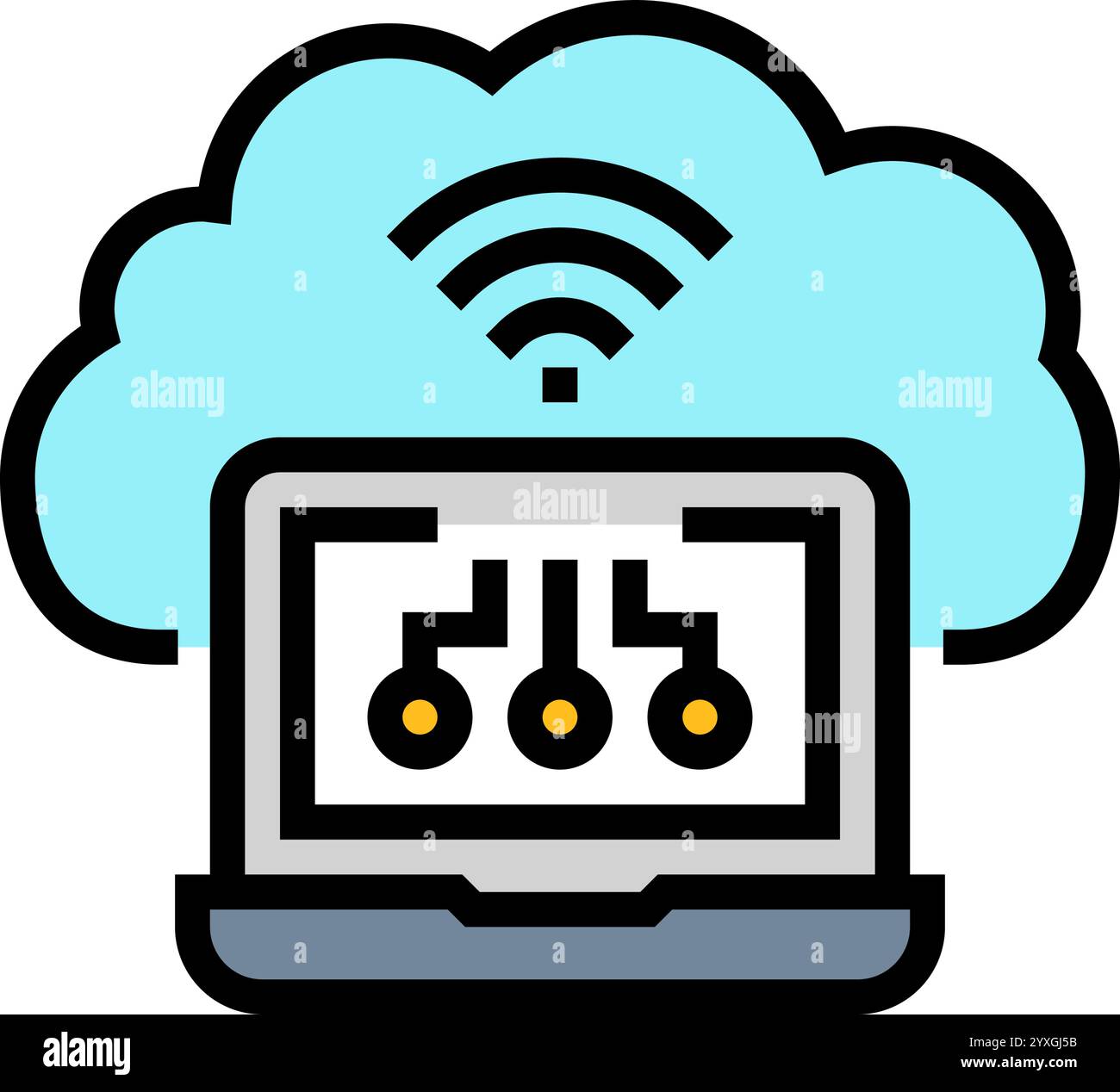 virtual machine cloud computing color icon vector illustration Stock ...