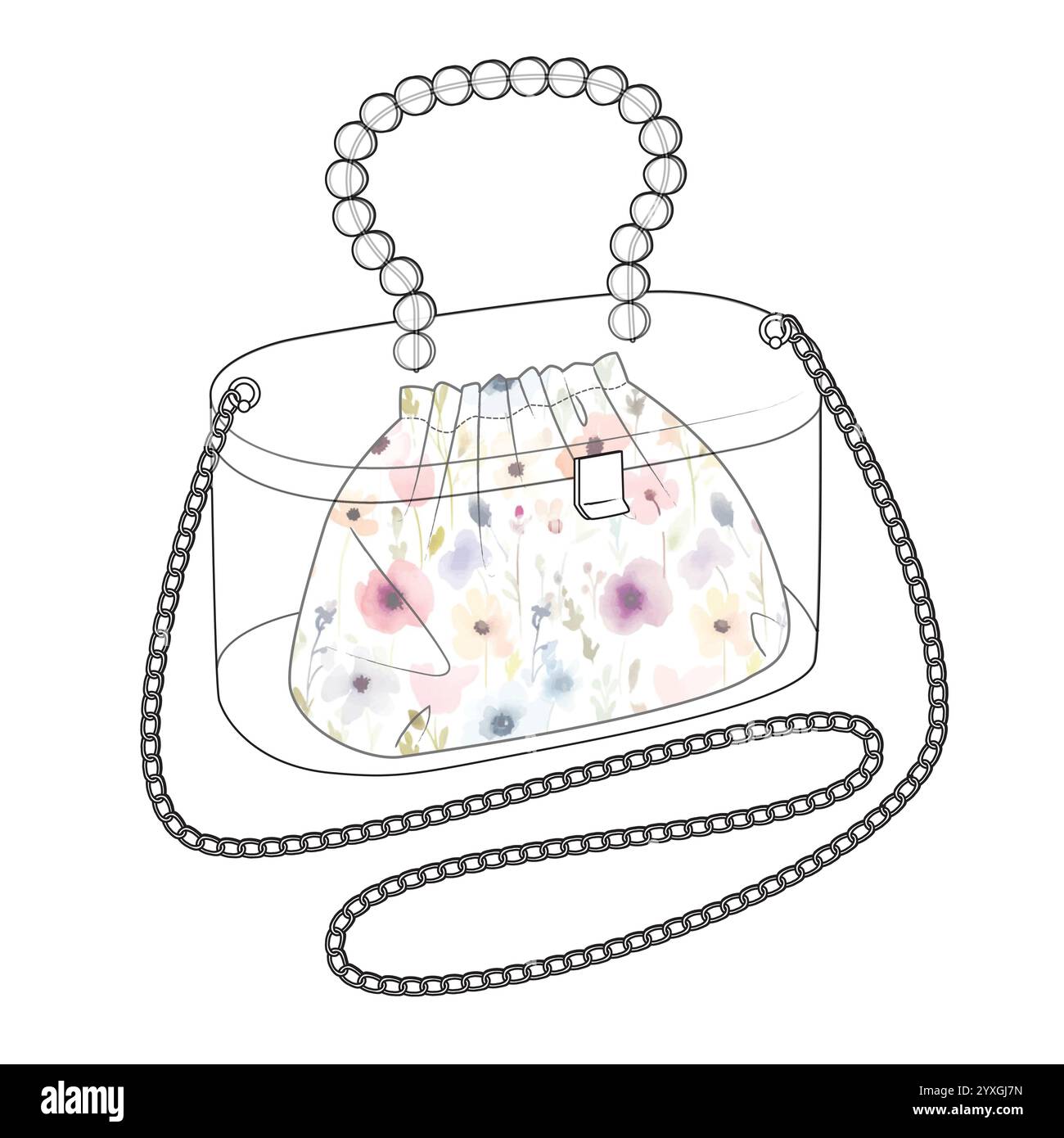 Vanity case bag flat drawing vector design mockup template Stock Vector ...