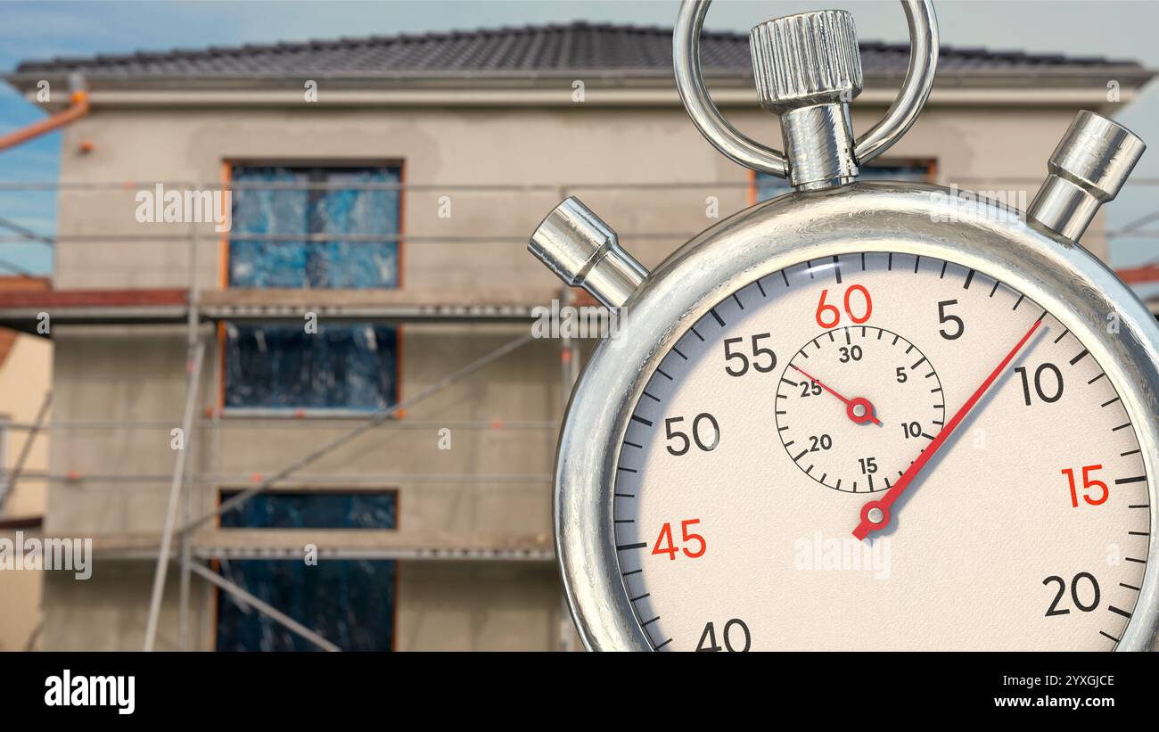 Stopwatch in front of newly built home Stock Photo - Alamy