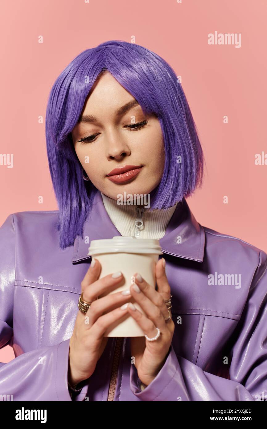 Stylish woman sips beverage hi-res stock photography and images - Alamy