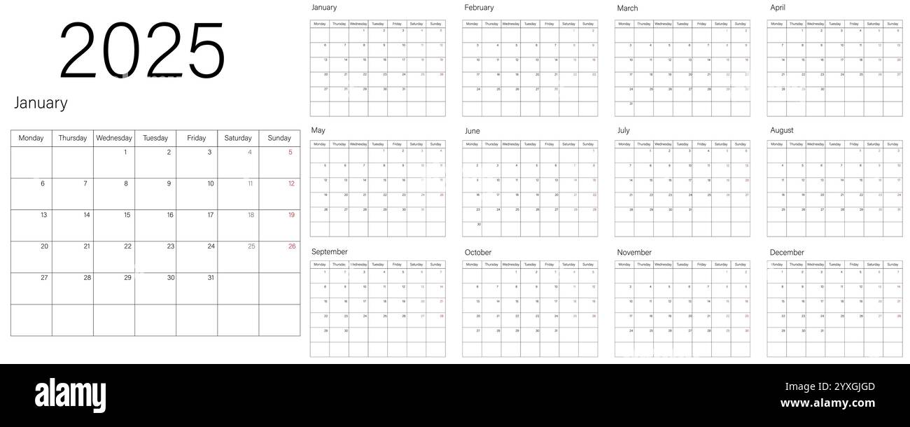 A sleek, clean, and minimalist 2025 calendar design effectively ...