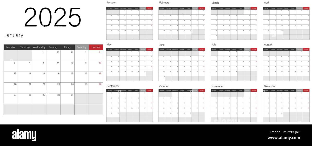 A stylish, clean, and modern calendar layout specifically designed for ...
