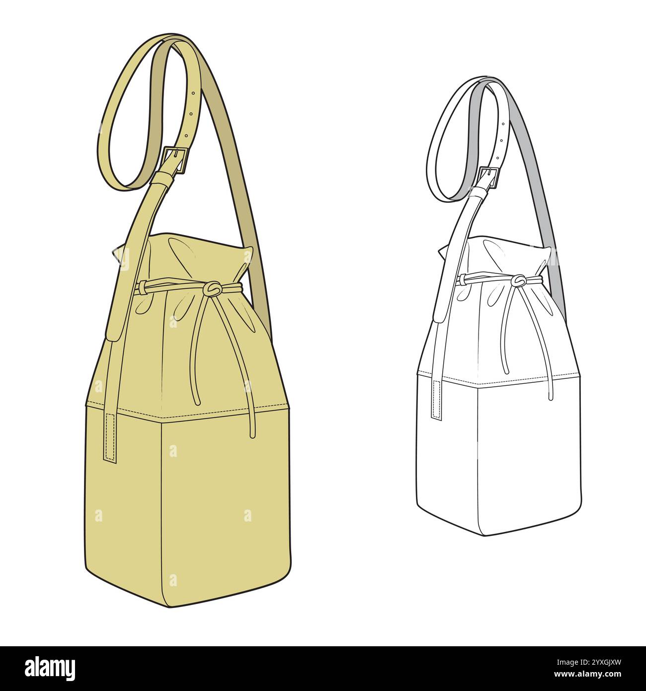 Bucket bag vector template technical illustration Stock Vector Image ...