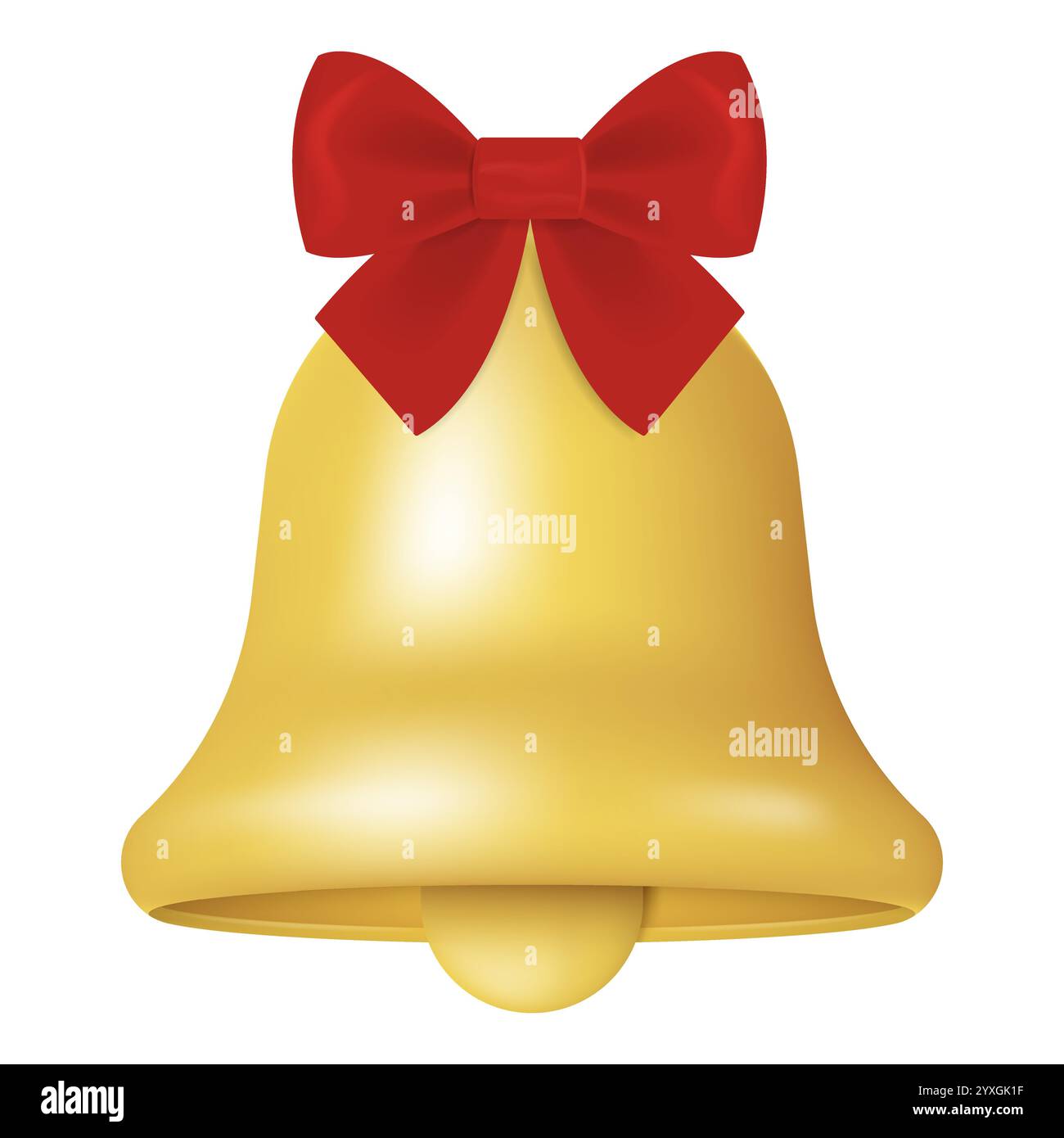 A shiny golden bell with a festive red ribbon is perfect for joyful ...
