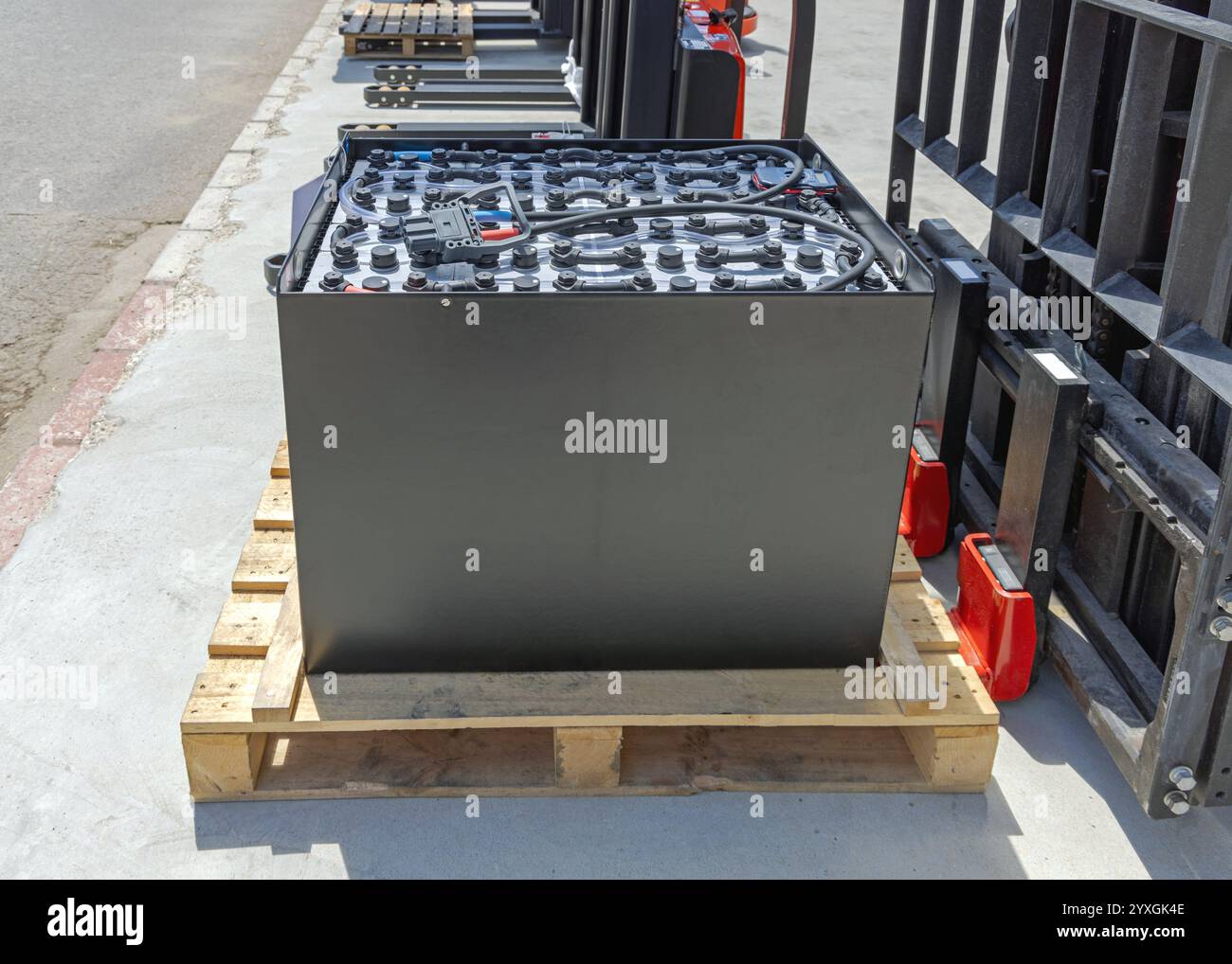 Large Lead Acid Battery Box for Forklift at Pallet Stock Photo - Alamy