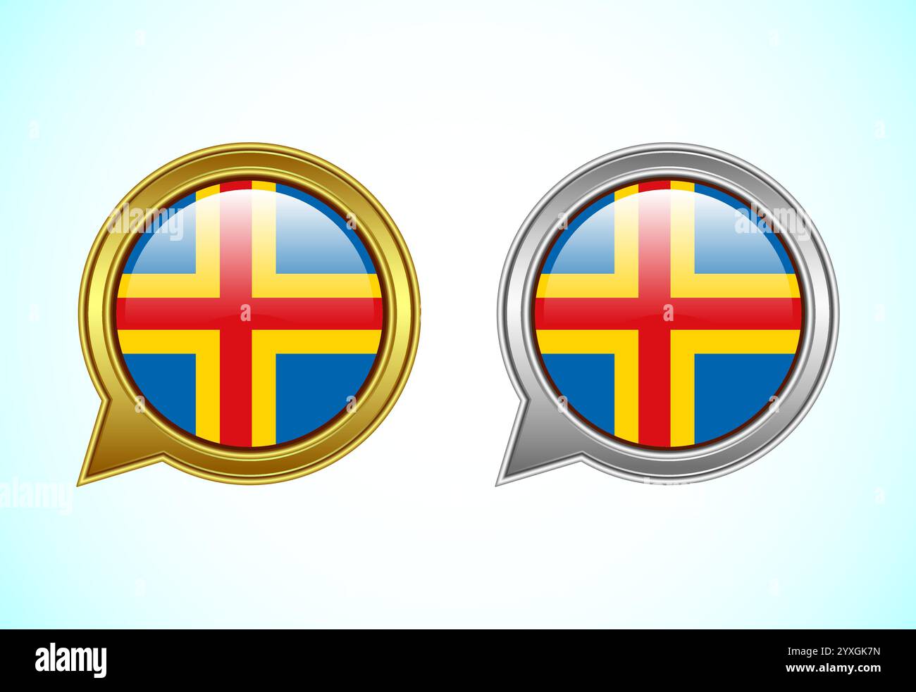 Aland flag speech bubble. Speaking flag icon in gold and silver color Stock Vector Image & Art ...