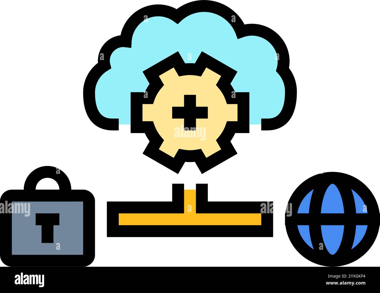 Hybrid Cloud Computing Color Icon Vector Illustration Stock Vector Image And Art Alamy
