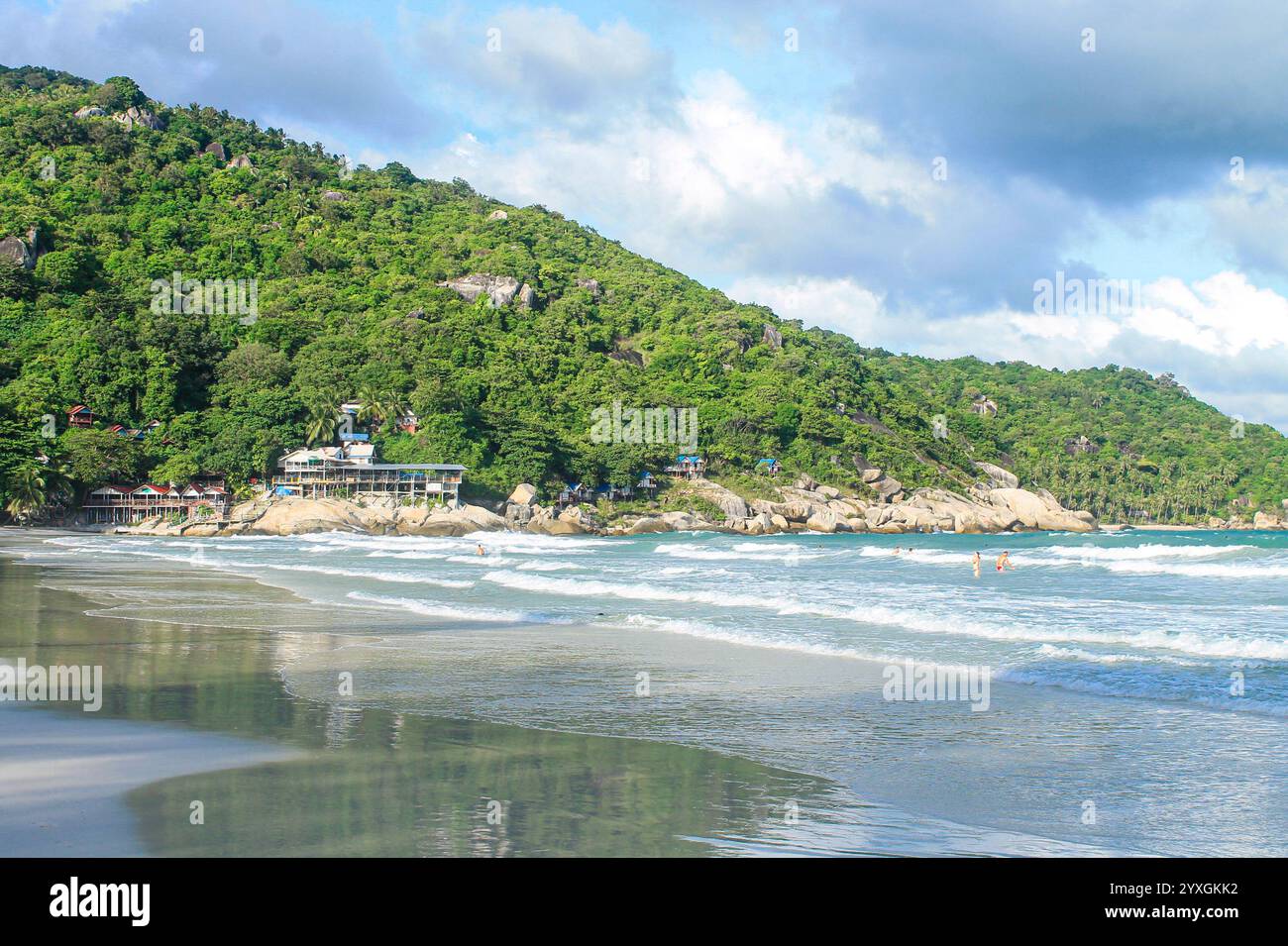 Famous Haad Rin Beach in Koh Phangan with white sandy shoreline ...