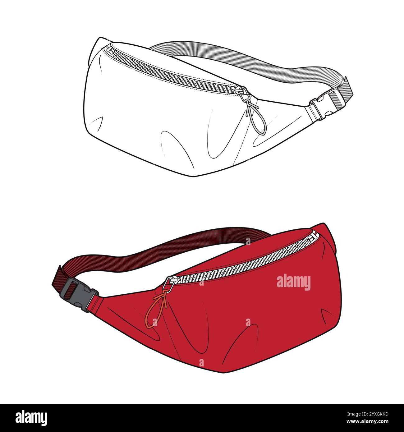 Bum bag vector design technical flat drawing Stock Vector Image & Art ...
