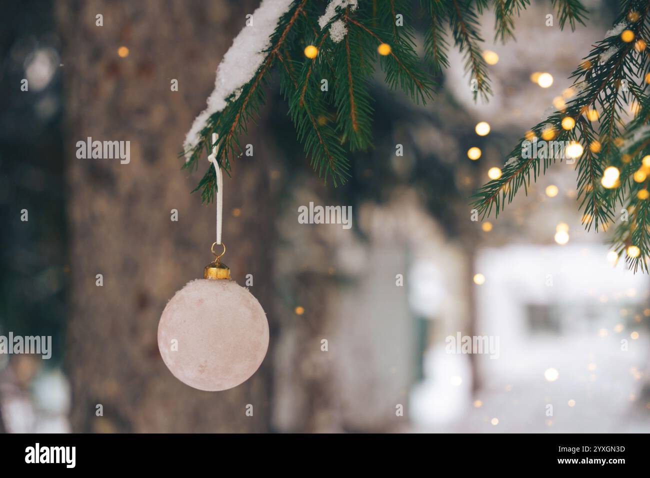 Velvet pastel Mocha color of the year 2025 bauble on christmas tree ...
