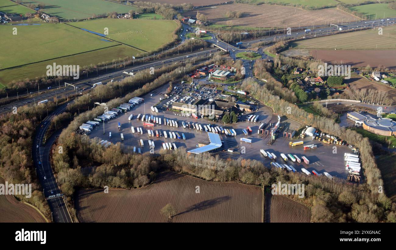 aerial view of Moto Lymm, motorway services at junction 20 of the M6 in ...