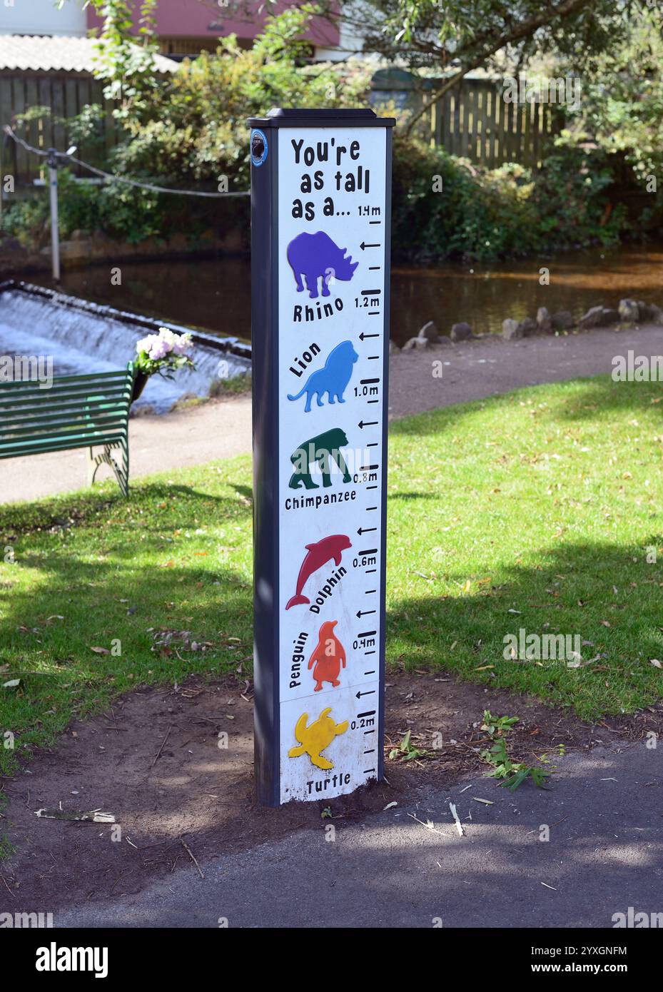 A sign at Dawlish showing the heights of animals compared to humans ...
