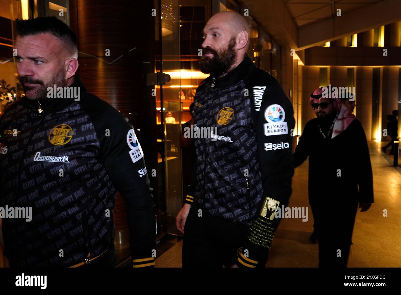 Tyson Fury arrives at the Hilton Hotel in Riyadh. Tyson Fury and ...