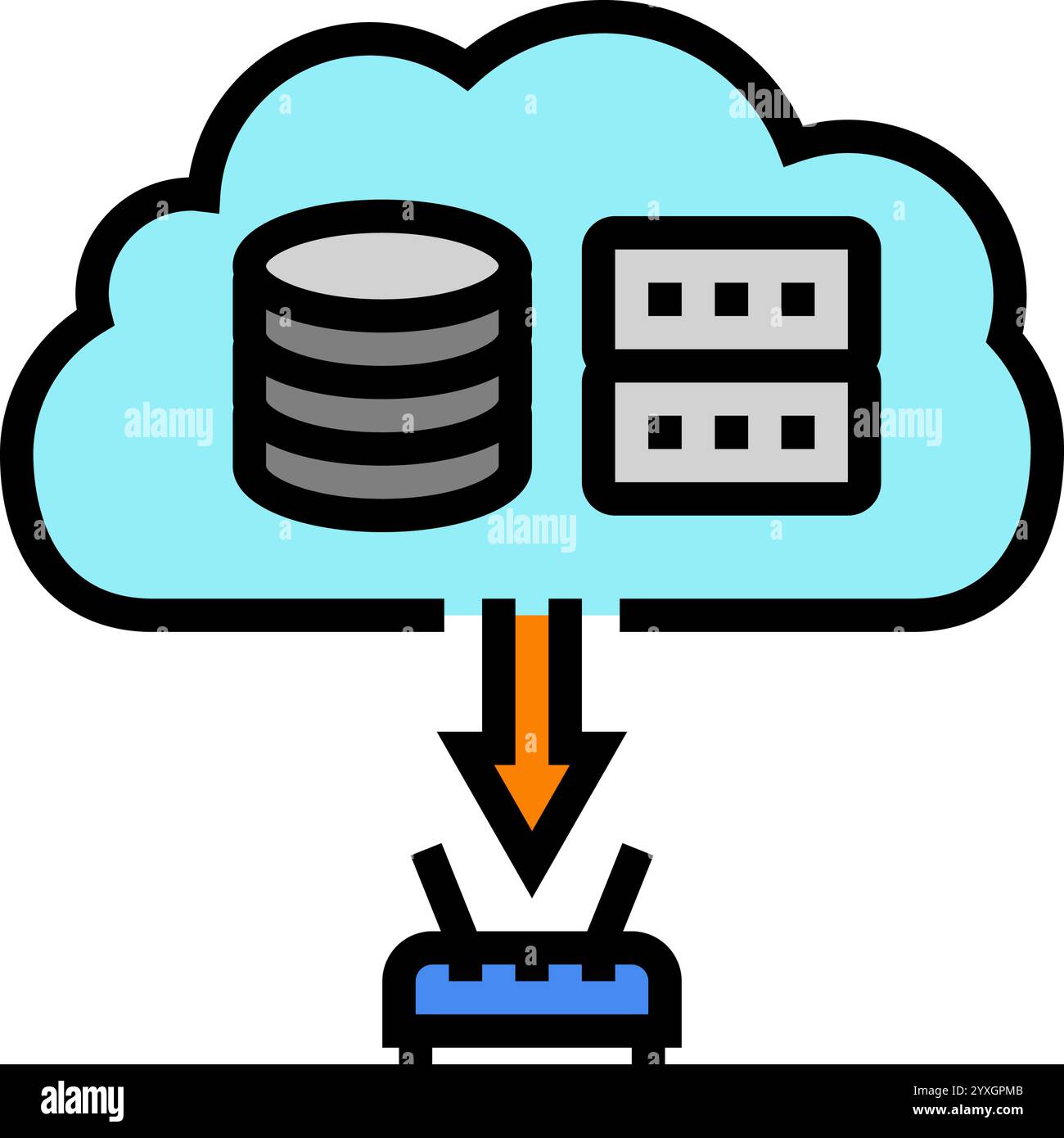cloud infrastructure data center color icon vector illustration Stock ...