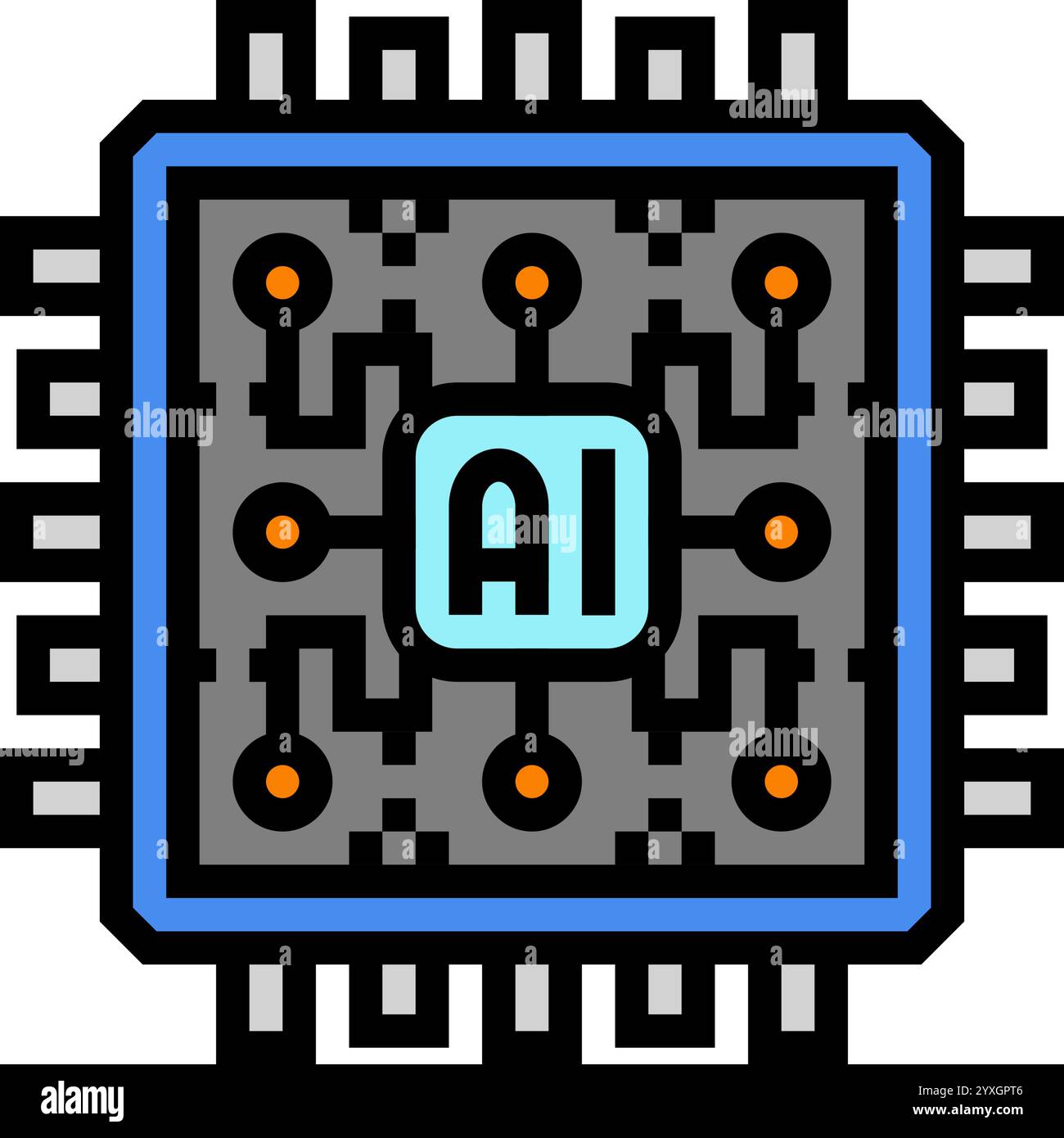ai optimization chip data center color icon vector illustration Stock ...