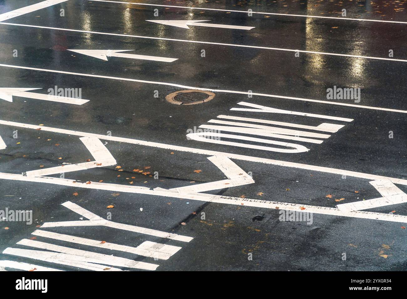 Thermoplastic lane and crosswalk markings on the pavement in the New ...