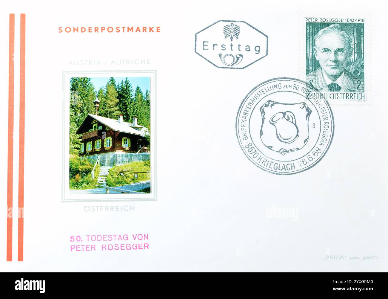 First Day Cover Letter printed by Austria, with cancelled postage stamp ...
