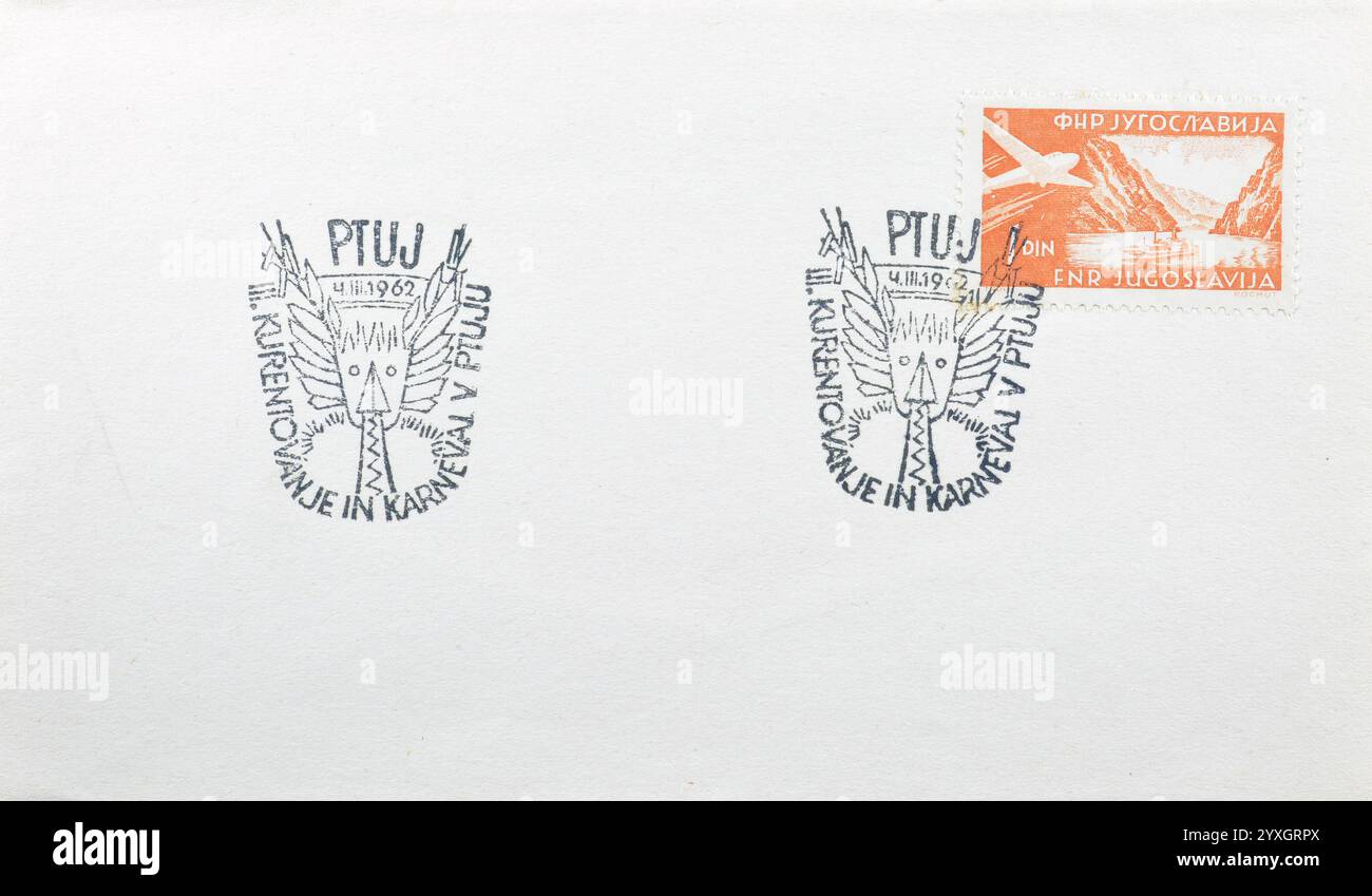 Letter with cancelled stamp printed by Yugoslavia, that shows Danube ...