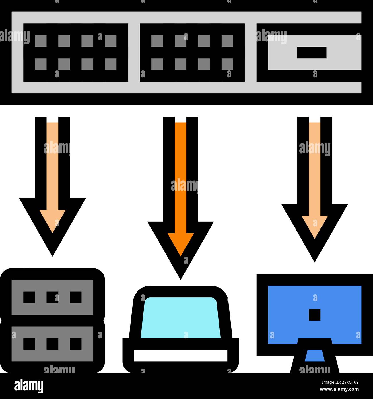 network switch data center color icon vector illustration Stock Vector ...