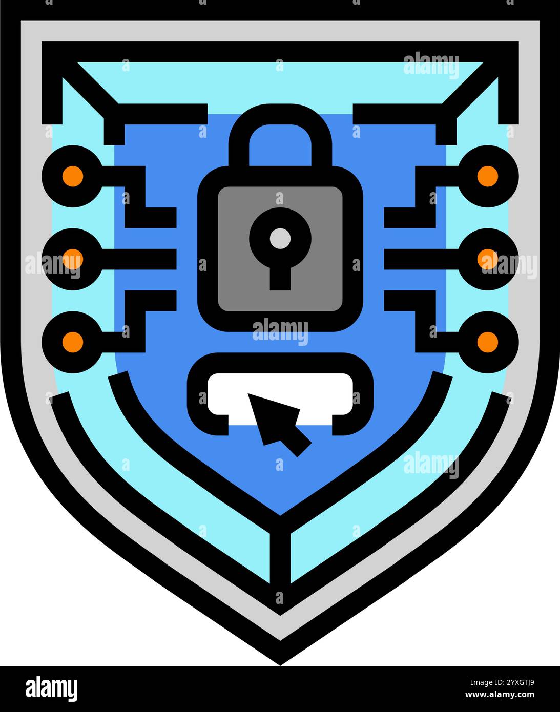 cybersecurity shield data center color icon vector illustration Stock ...