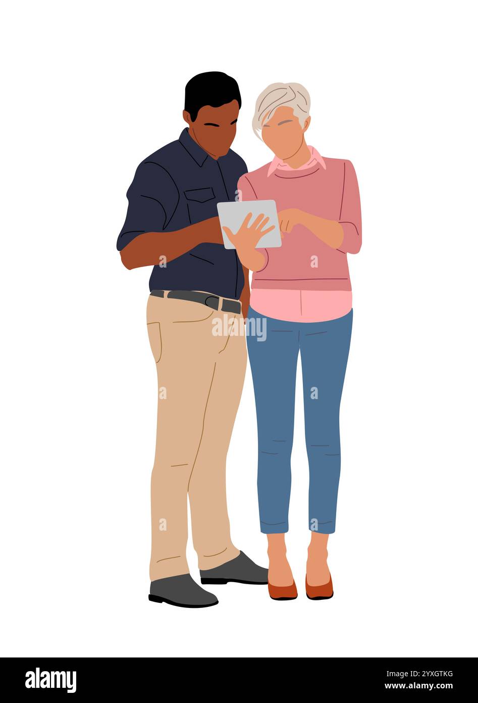 Mature portrait tablet couple Stock Vector Images - Alamy