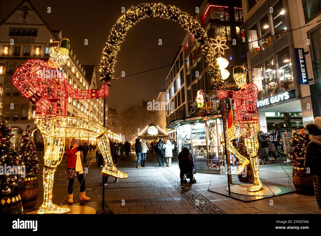 Munich, Germany - December 1, 2024: Festive Christmas decorations ...