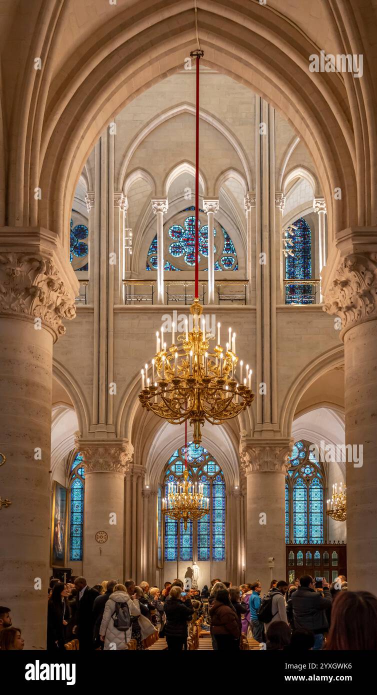 Paris, France - 12 16 2024: Notre Dame de Paris. View of thes arches ...