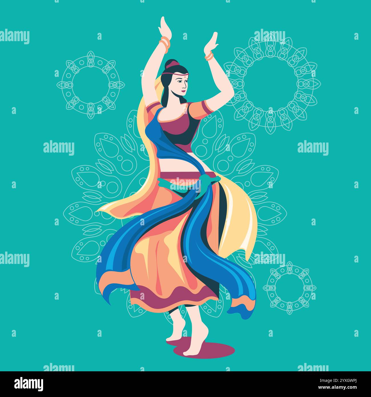 Vector design of woman playing garba dance for Dussehra Dandiya night during Navratri Stock ...