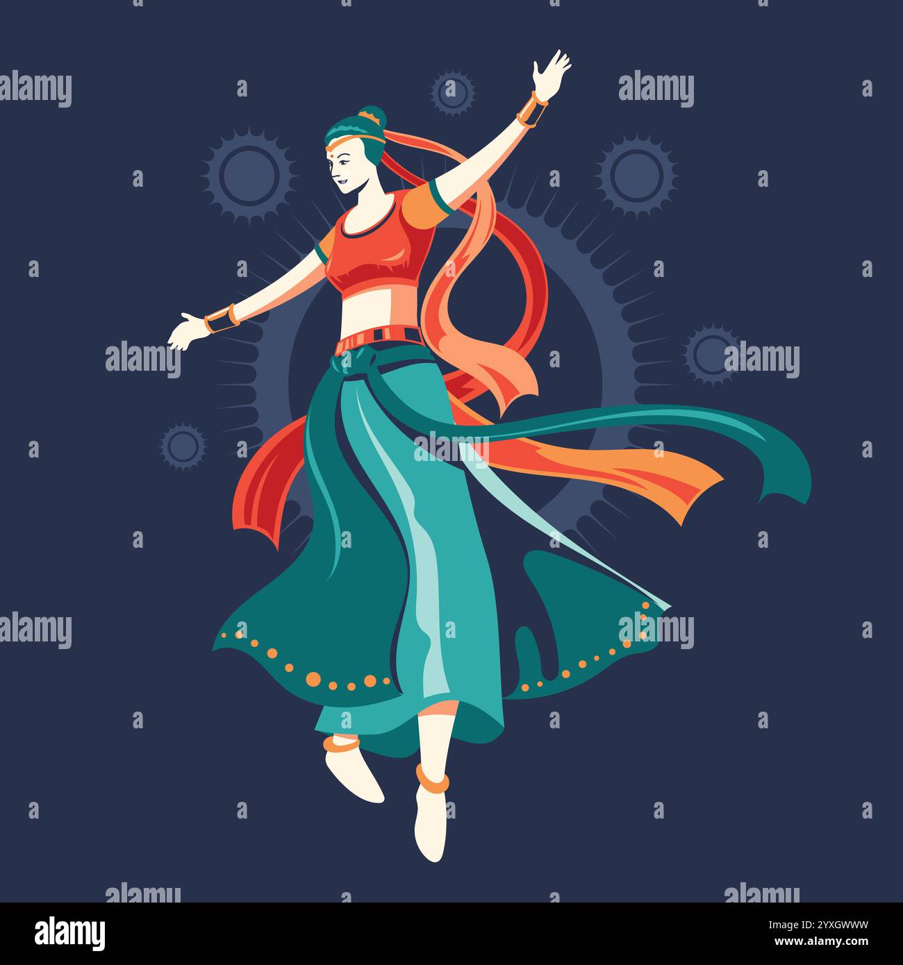 Vector design of woman playing garba dance for Dussehra Dandiya night during Navratri Stock ...