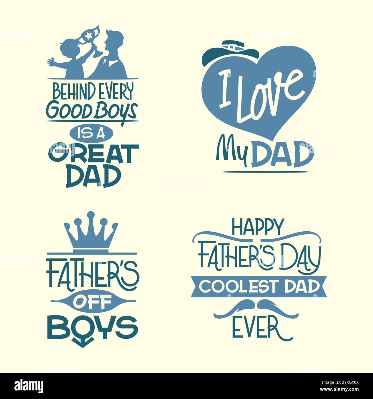 Happy Fathers Day inspirational and quote poster vector set Stock ...