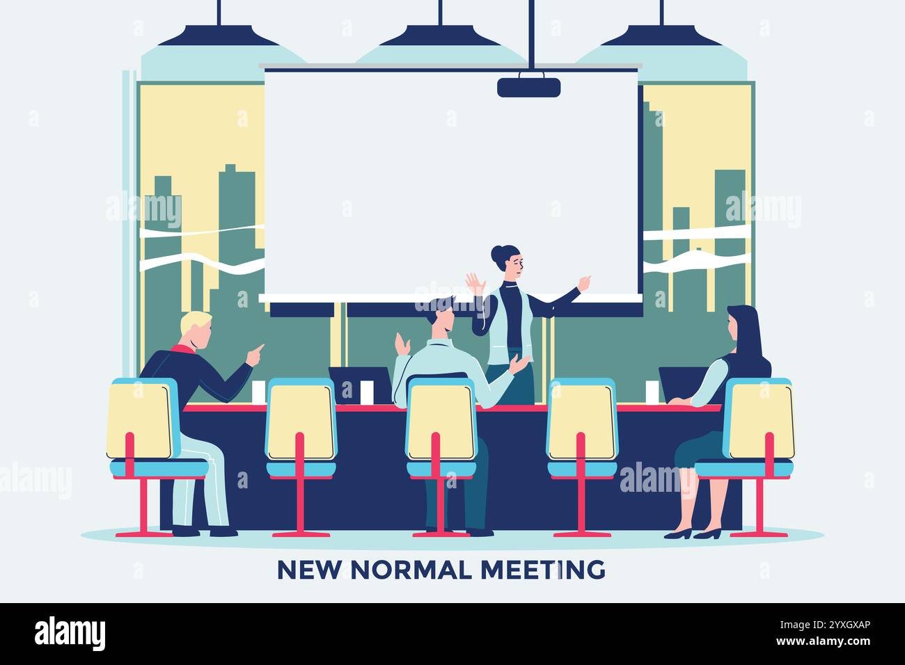 New Normal Behavior People Meeting at the Office after Coronavirus ...