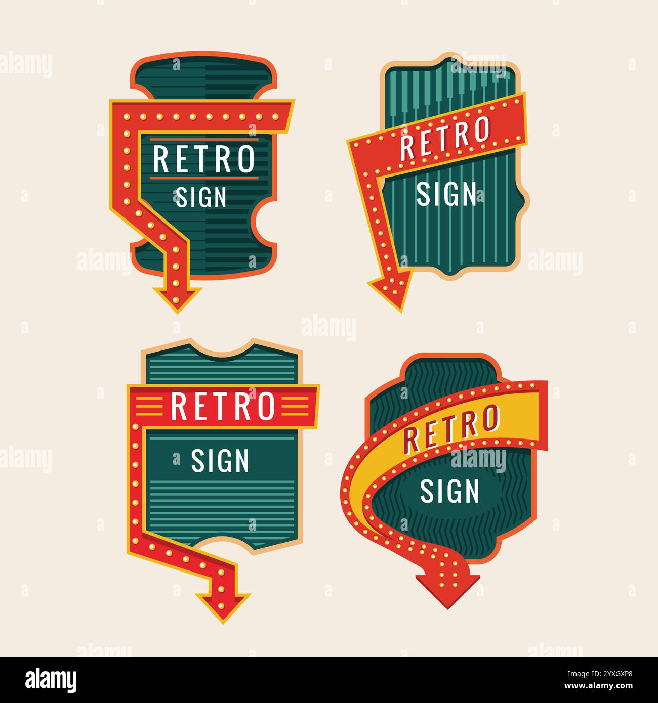 Retro signs and vintage neon signs colorful collection Stock Vector ...