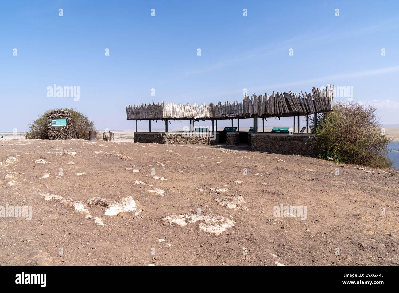 Picnic shelter at observation hill viewpoint in Amboseli National Park ...