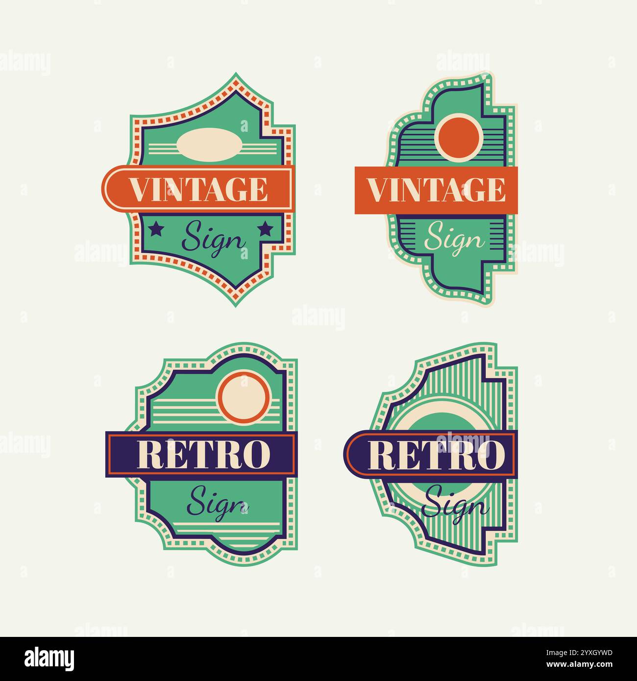 Retro signs and vintage neon signs colorful collection Stock Vector ...