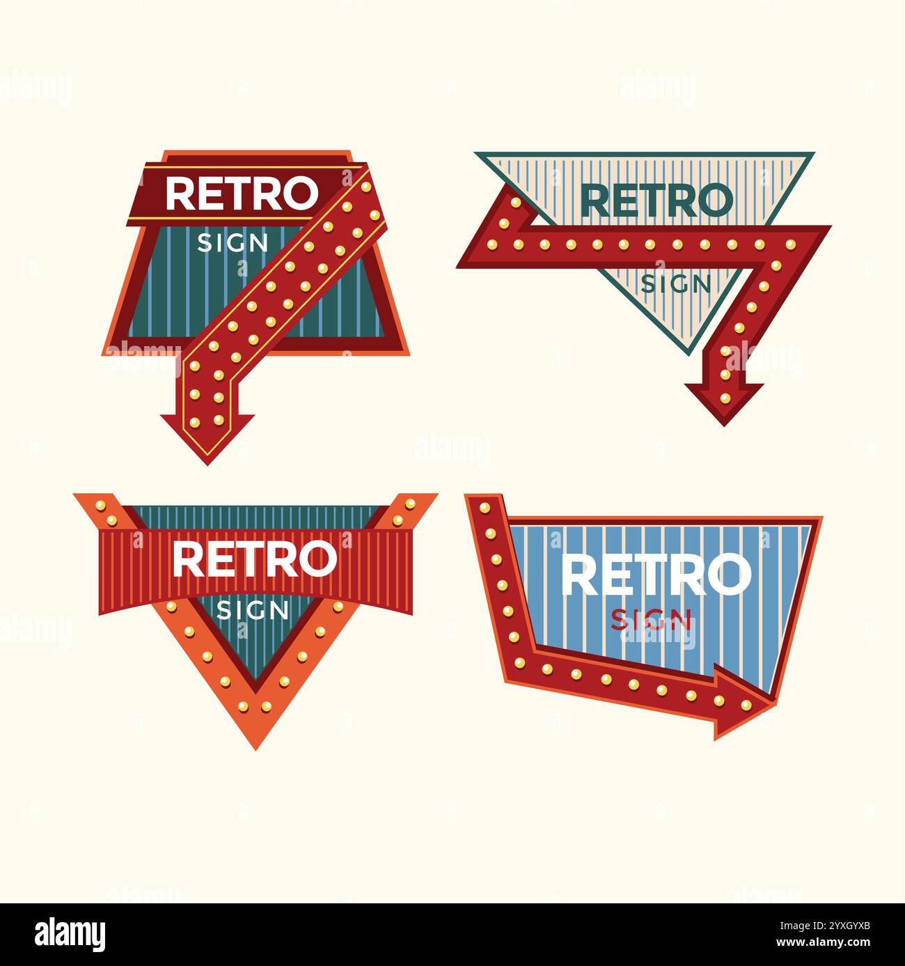 Retro signs and vintage neon signs colorful collection Stock Vector ...
