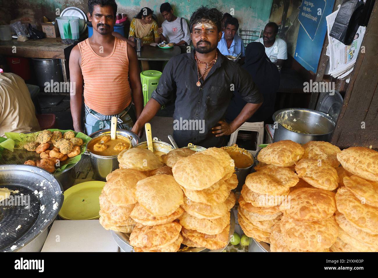 Vendors at a food stall in the George Town district of Chennai, Tamil ...