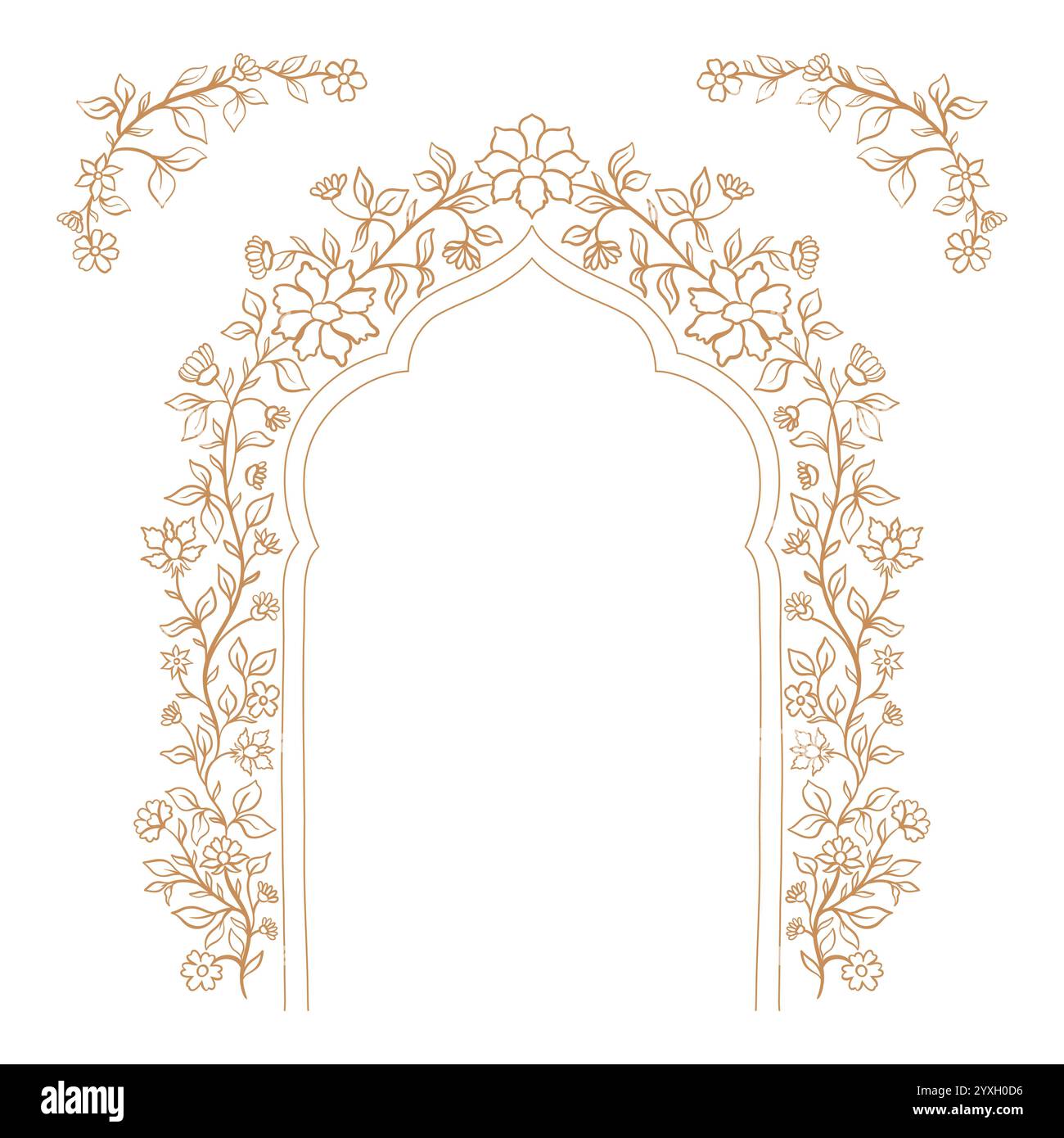 Mughal decorative arch ornamental floral. Vintage intricate traditional ...