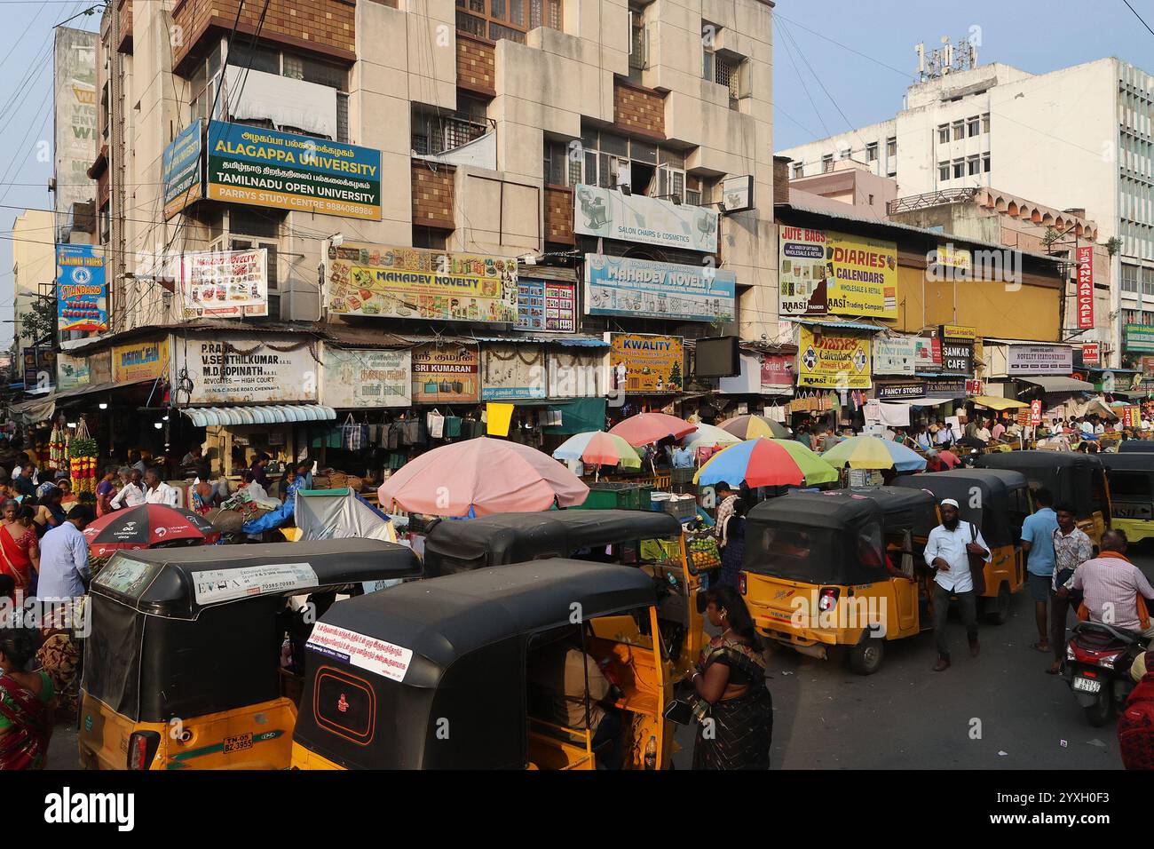 Street market and shops on NSC Bose Street in the George Town district ...