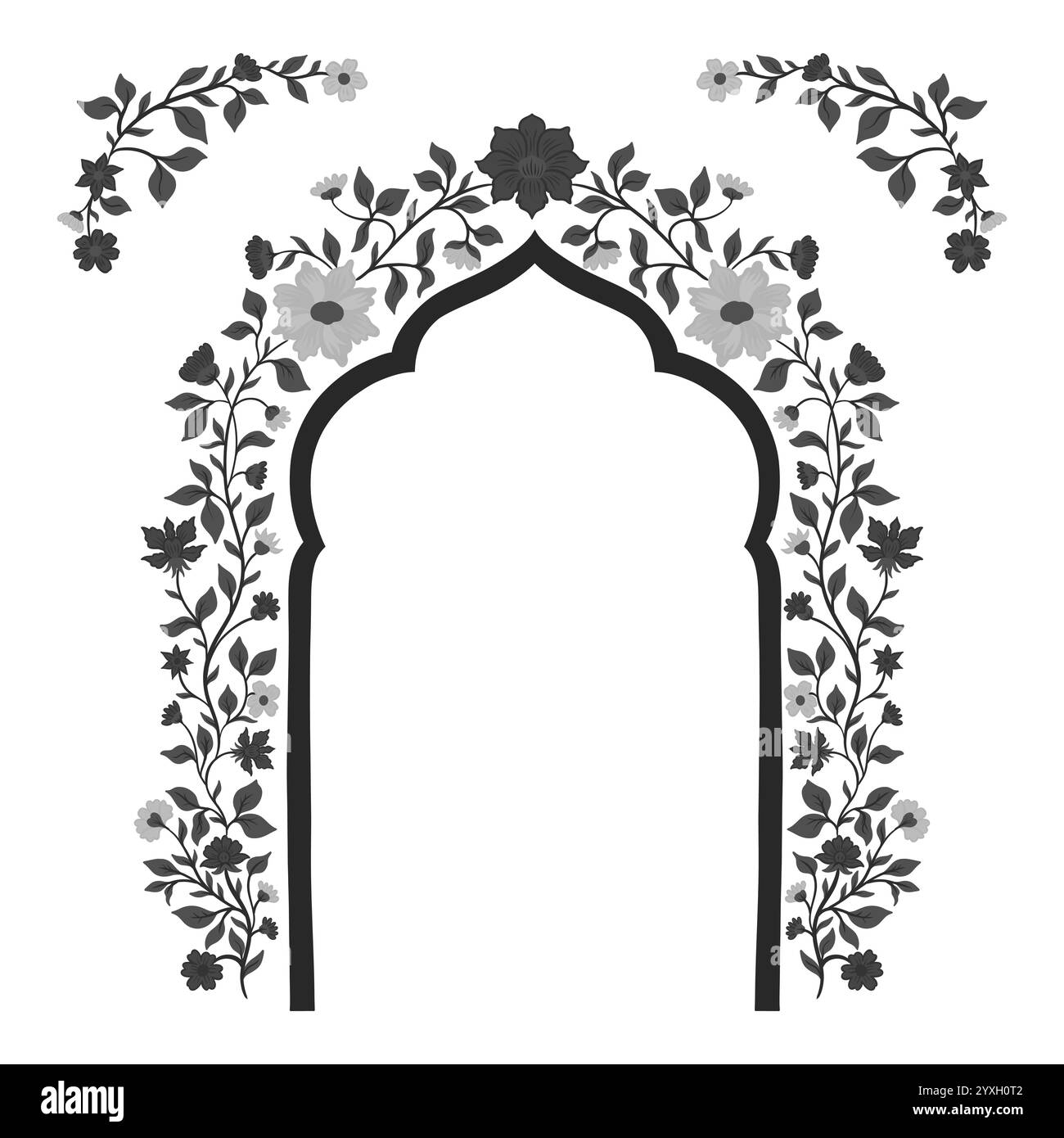 Mughal decorative arch ornamental floral. Vintage intricate traditional ...