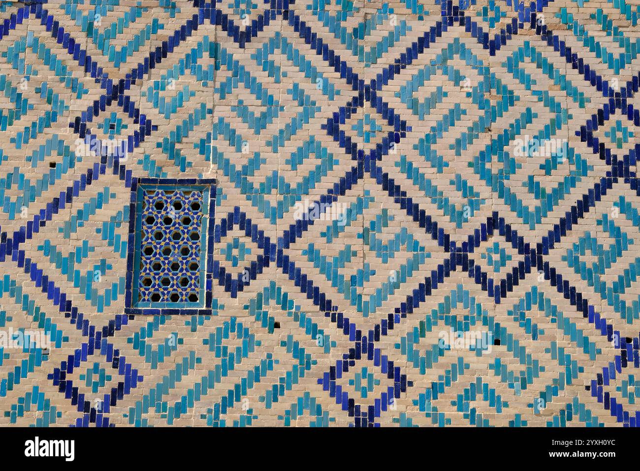 Mosaic tile and window detail on the Sher Dor (Lion) Medressa, the ...