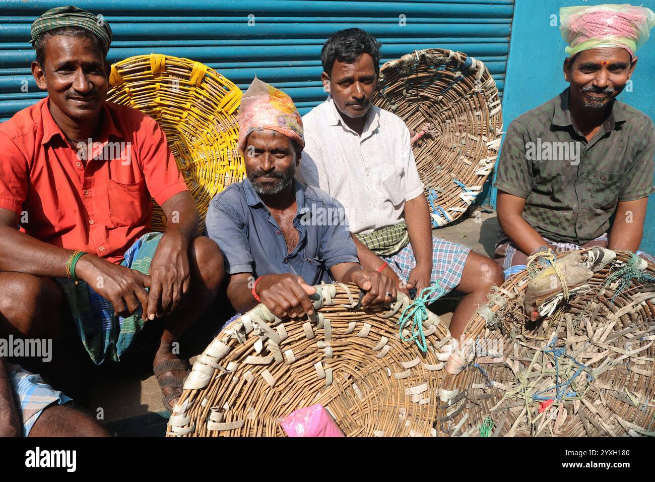 Portrait of coolie workers in the George Town district in Chennai ...