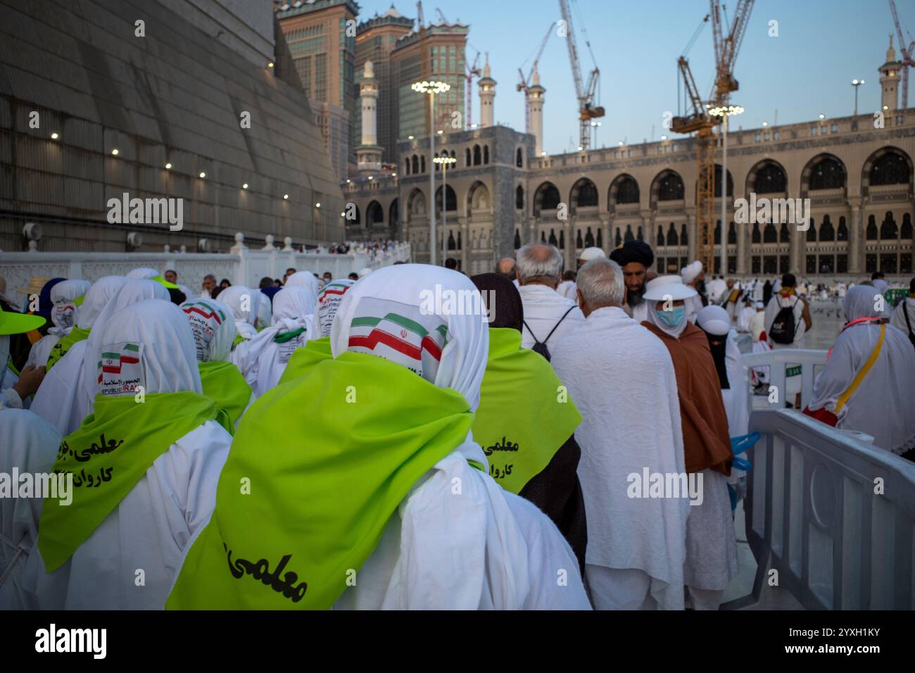 Mecca, Saudi Arabia - June 5 , 2024: Hajj and Umrah pilgrims from Iran walking near Masjidil ...