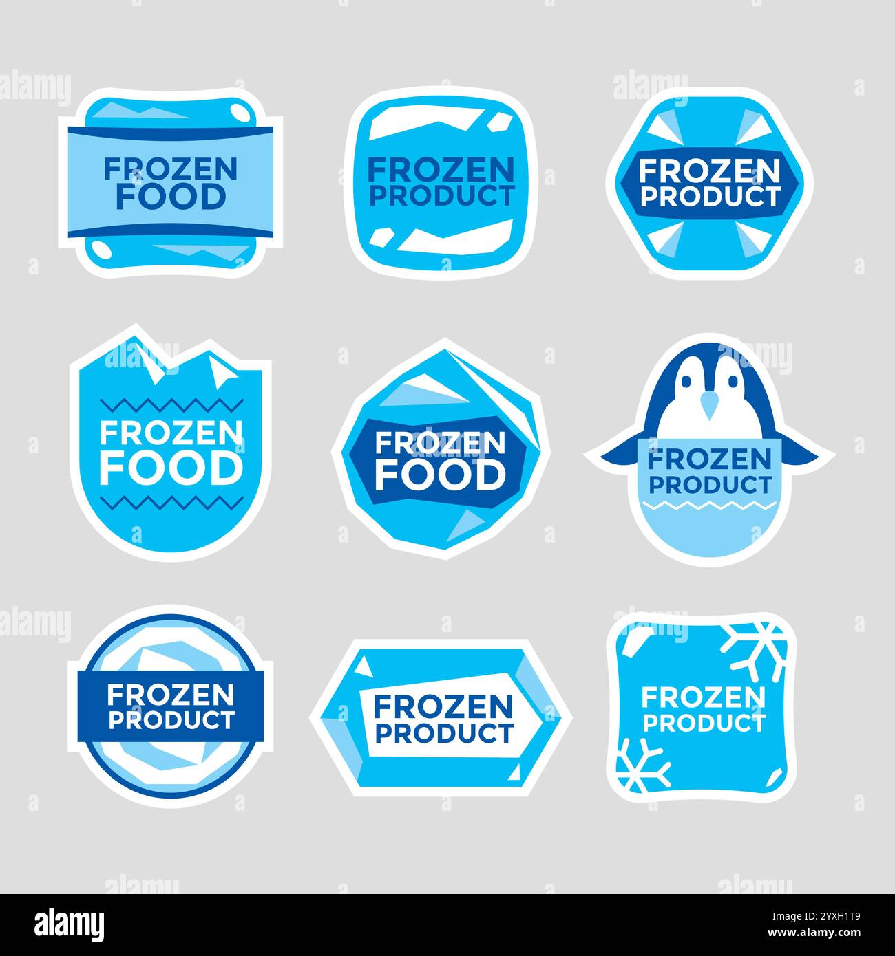 Set of label templates Frozen food product hand drawn vector ...