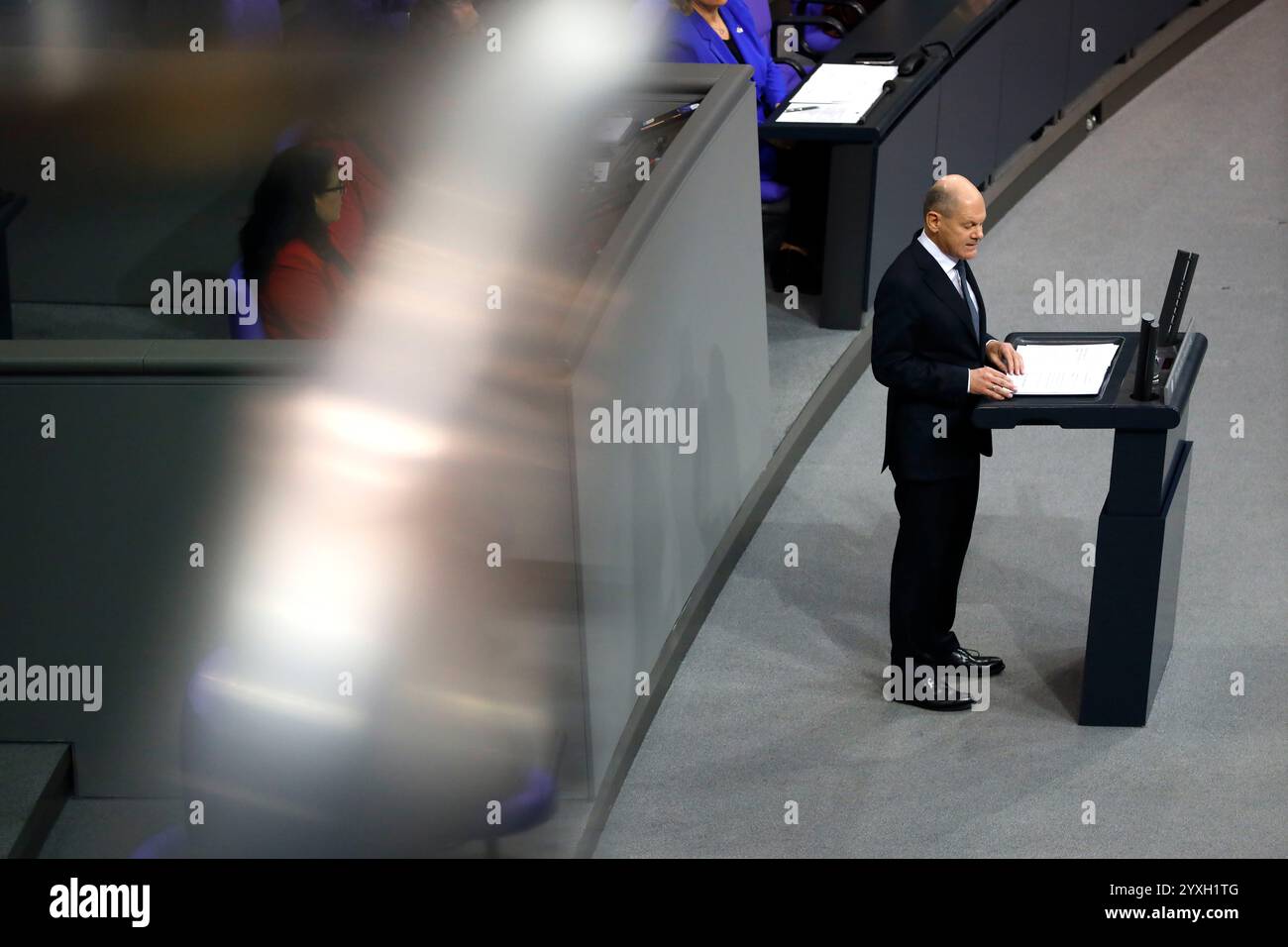 Berlin, Germany, December 16, 2024. German Chancellor Olaf Scholz is ...